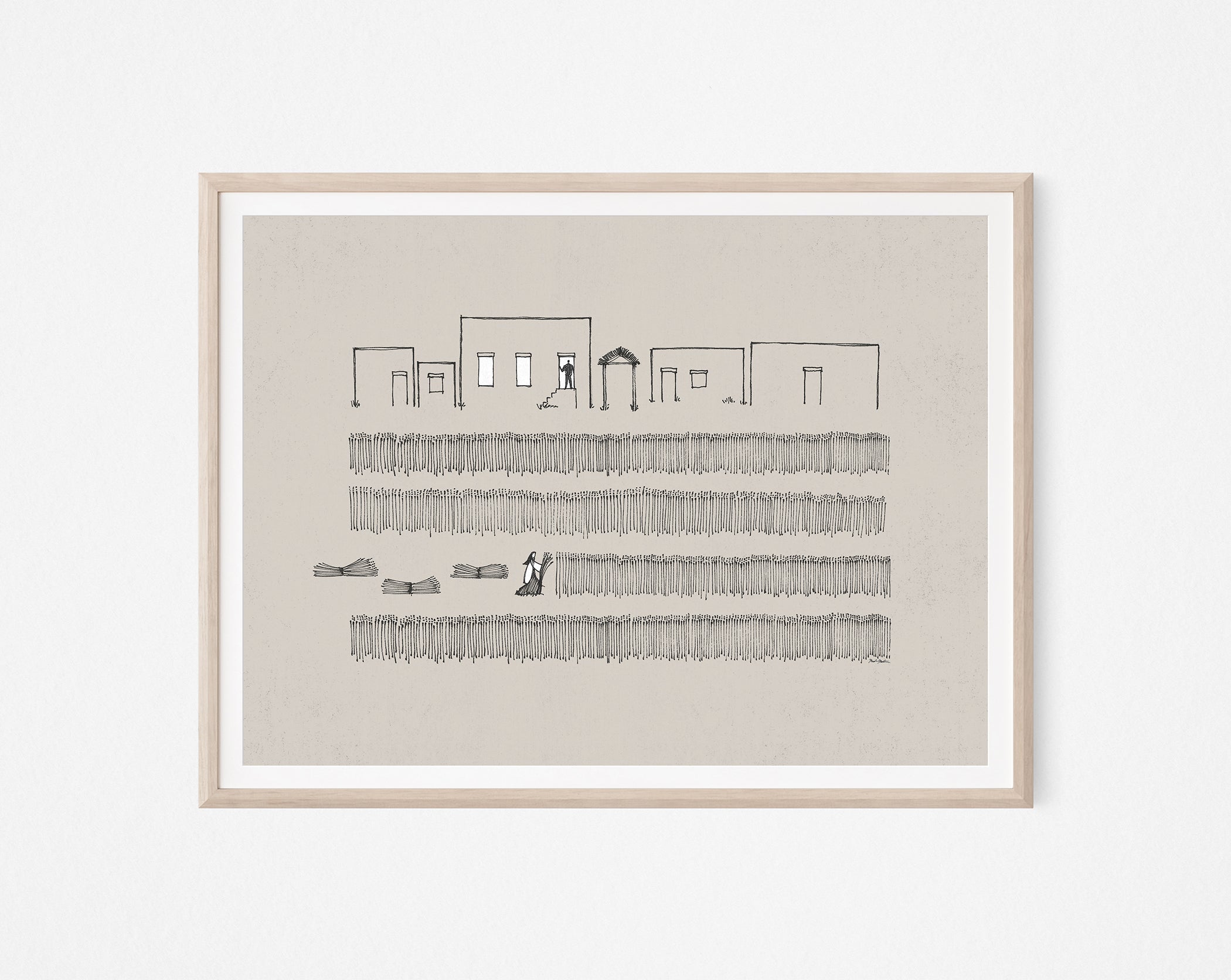 Ruth Gleaning in the Field & Boaz - Bible Story Art - Digital Print ...