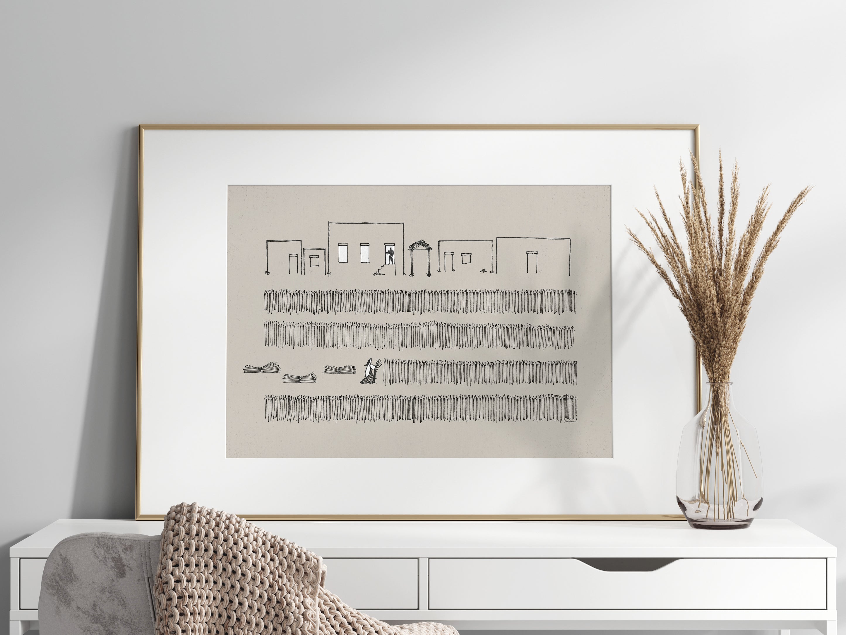 Ruth Gleaning in the Field & Boaz - Bible Story Art - Digital Print ...